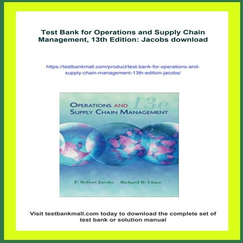 Test Bank for Operations and Supply Chain Management, 13th Edition ...
