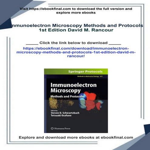Immunoelectron Microscopy Methods and Protocols 1st Edition David M. Rancour | PDF