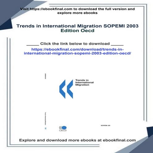 Trends in International Migration SOPEMI 2003 Edition Oecd | PDF