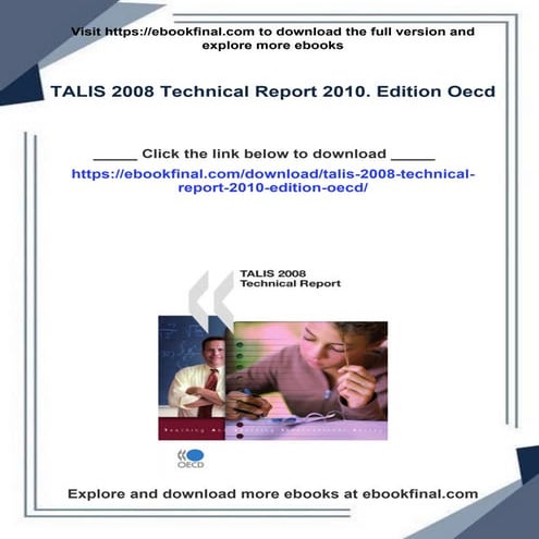 TALIS 2008 Technical Report 2010. Edition Oecd | PDF