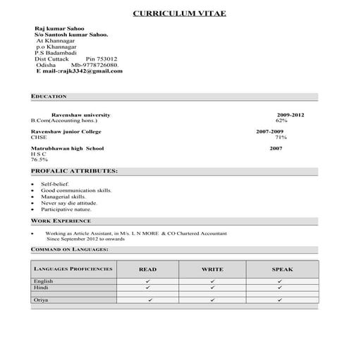 Resume (Vasu.N) 100 | DOCX