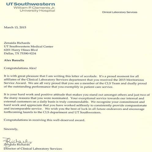 Meritorious Award Letter | PDF