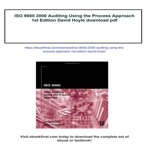 ISO 9000 2000 Auditing Using the Process Approach 1st Edition David ...