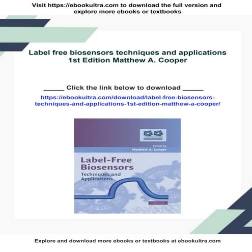 Label free biosensors techniques and applications 1st Edition Matthew A. Cooper | PDF
