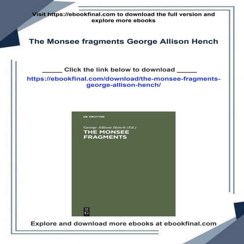 The Monsee fragments George Allison Hench | PDF