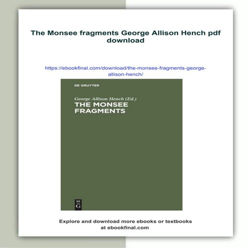 The Monsee fragments George Allison Hench | PDF