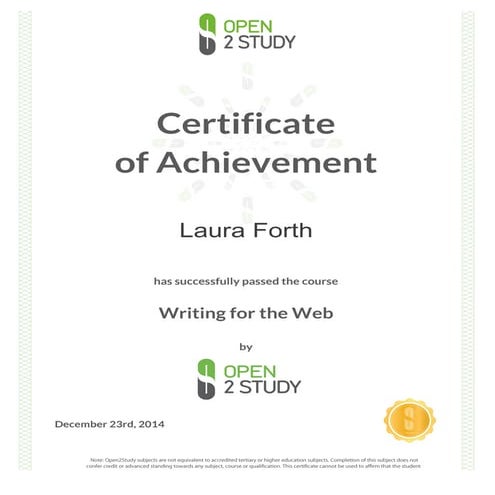 Writing for Web certificate | PDF