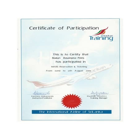 MARS Reservation and Ticketing Certificate | PDF