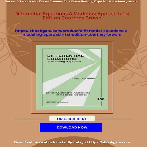 Differential Equations A Modeling Approach 1st Edition Courtney Brown | PDF