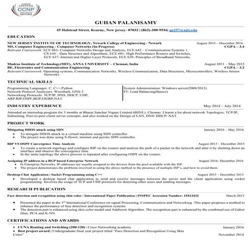 Resume | PDF | Computer Networking | Computing