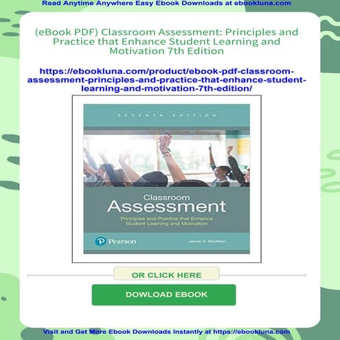 (eBook PDF) Classroom Assessment: Principles and Practice that Enhance Student Learning and ...