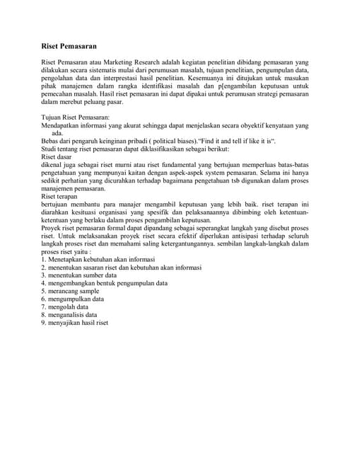 Penjelasan, Tujuan & Fungsi Riset Pemasaran | PPT