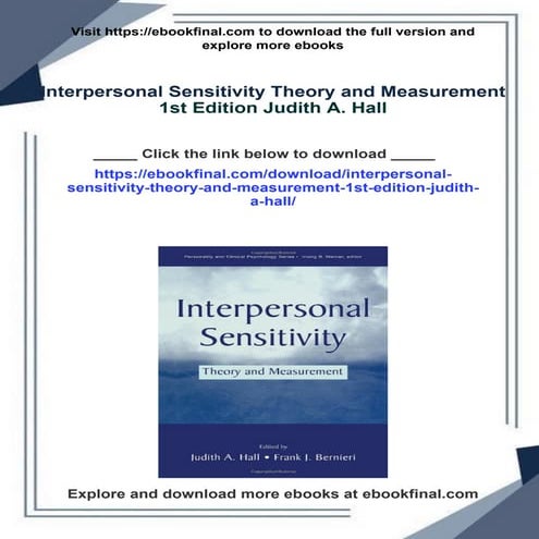 Interpersonal Sensitivity Theory and Measurement 1st Edition Judith A. Hall | PDF