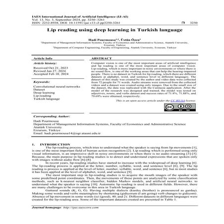 Lip reading using deep learning in Turkish language | PDF