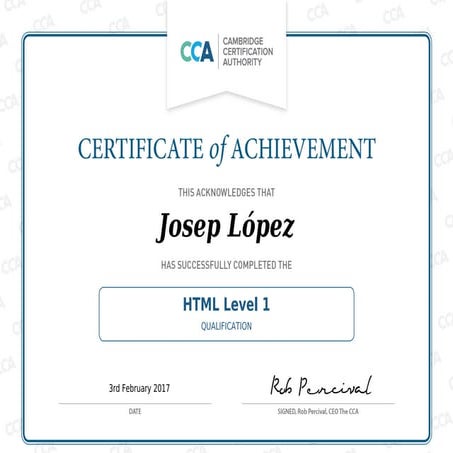 CCA-Certificate-HTML Level 1 | PDF