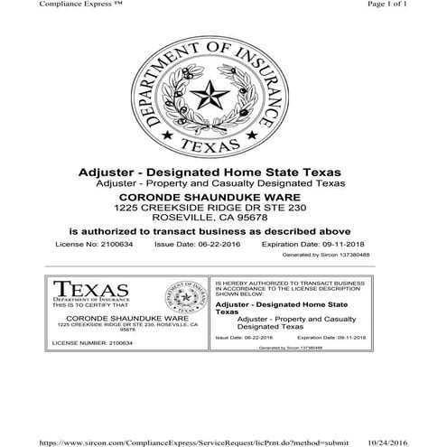 Texas License | PDF