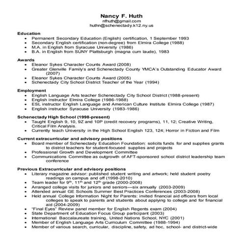 Abbreviated resume | DOCX