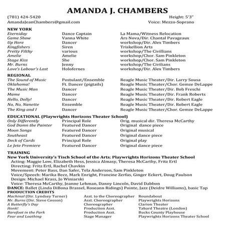 Amanda Chambers Theater Resume | PDF