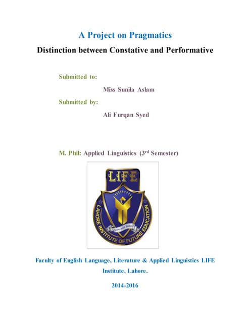 Constatives & performatives | PPT