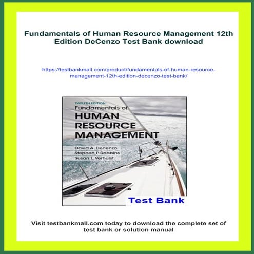Fundamentals of Human Resource Management 12th Edition DeCenzo Test ...