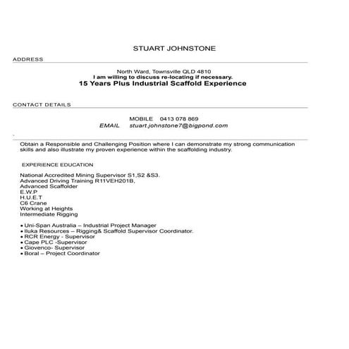 RESUME- STUART JOHNSTONE 2015-4 | PDF