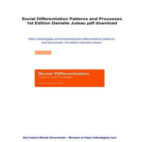 Social Differentiation Patterns and Processes 1st Edition Danielle ...
