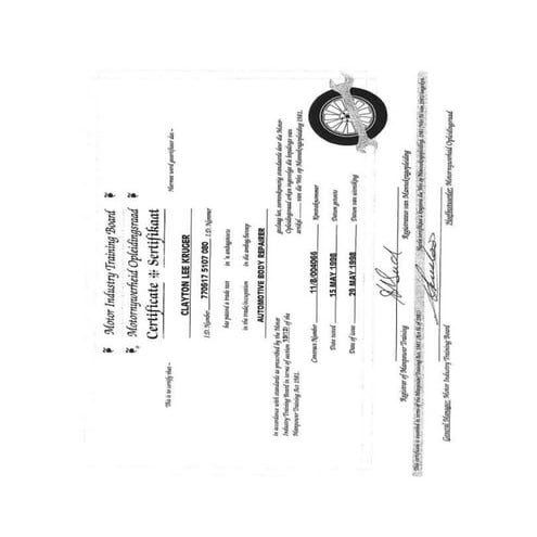 Certificate - Motor Industry Traing Board | DOCX