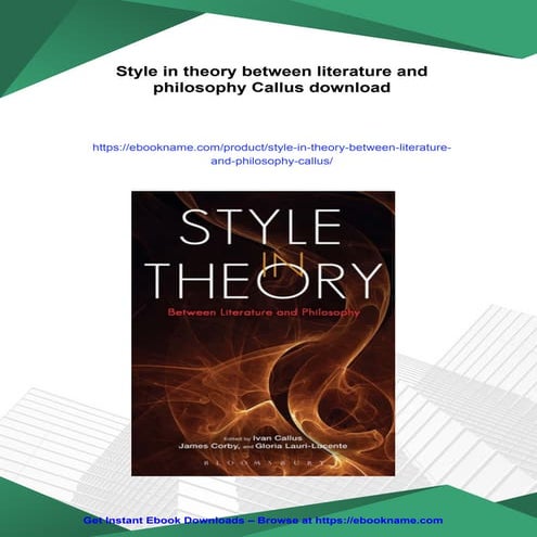Style in theory between literature and philosophy Callus | PDF