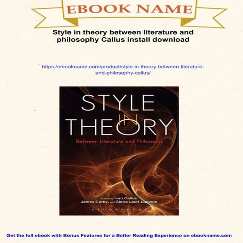 Style in theory between literature and philosophy Callus | PDF