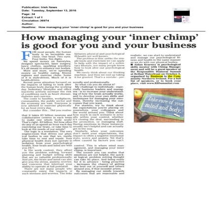 091316_Irish News_Aidan Kearney_Managing your inner chimp | PDF