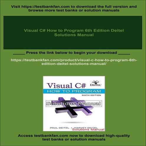 Visual C# How to Program 6th Edition Deitel Solutions Manual | PDF