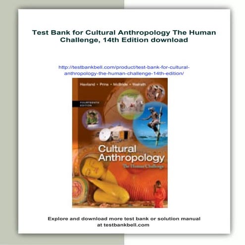 Test Bank for Cultural Anthropology The Human Challenge, 14th Edition | PDF
