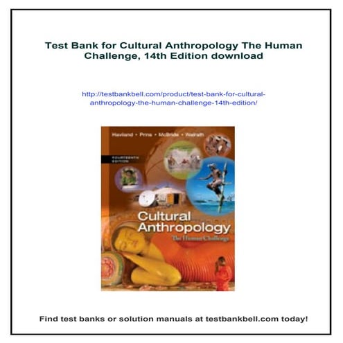 Test Bank for Cultural Anthropology The Human Challenge, 14th Edition | PDF