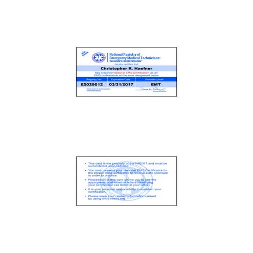 NREMT Card | PDF