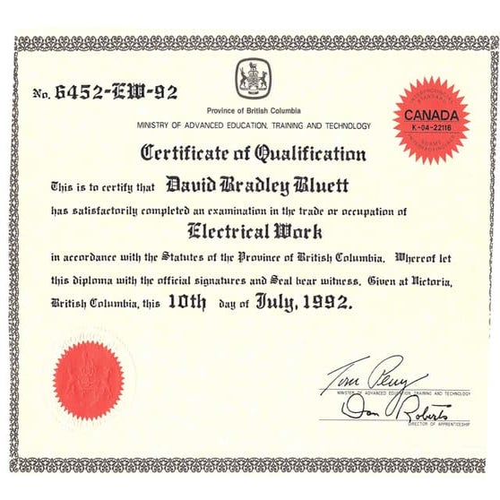 Certificate of Electrical Qualification | PDF