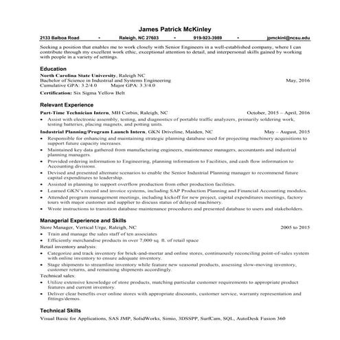 James Patrick McKinley Resume 2016 | PDF