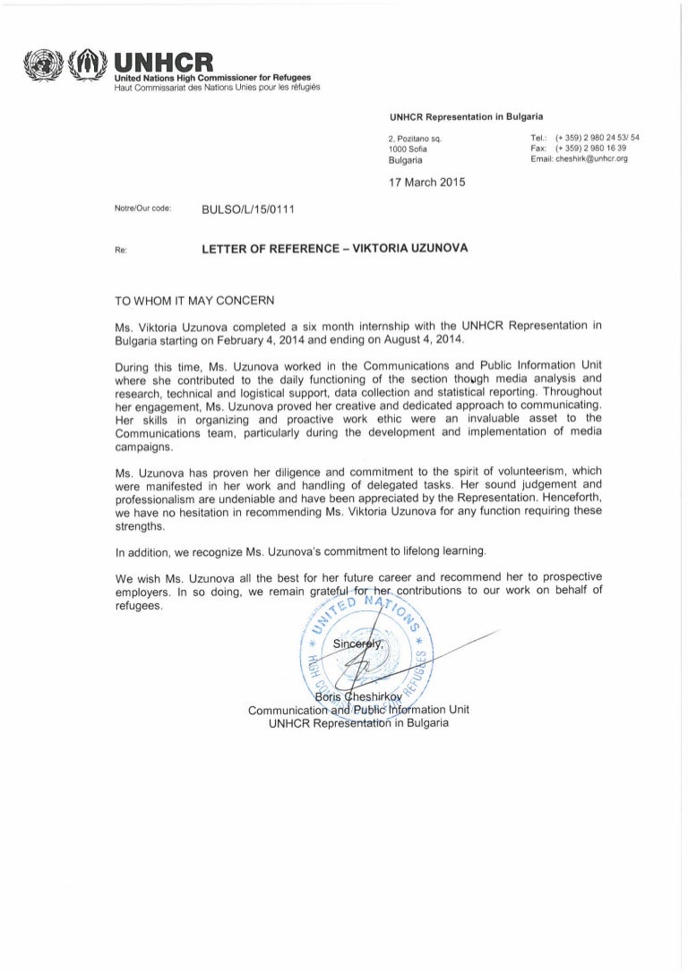 UNHCR_Letter of Reference