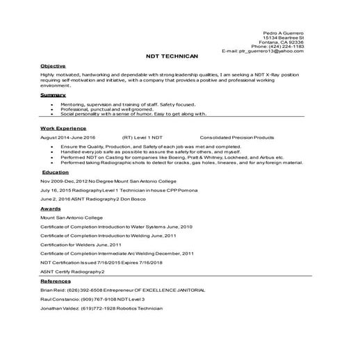 NDT Resume 2016 | DOCX
