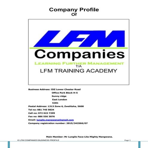 LFM Company Profile 2016_17 | PDF | Business Administration | Business