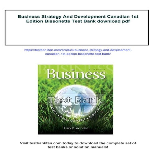 Business Strategy And Development Canadian 1st Edition Bissonette Test ...