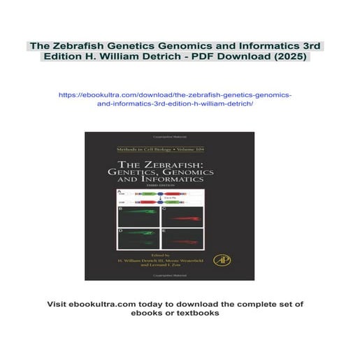 The Zebrafish Genetics Genomics and Informatics 3rd Edition H. William ...