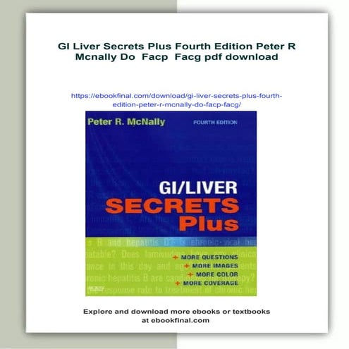 GI Liver Secrets Plus Fourth Edition Peter R Mcnally Do Facp Facg | PDF
