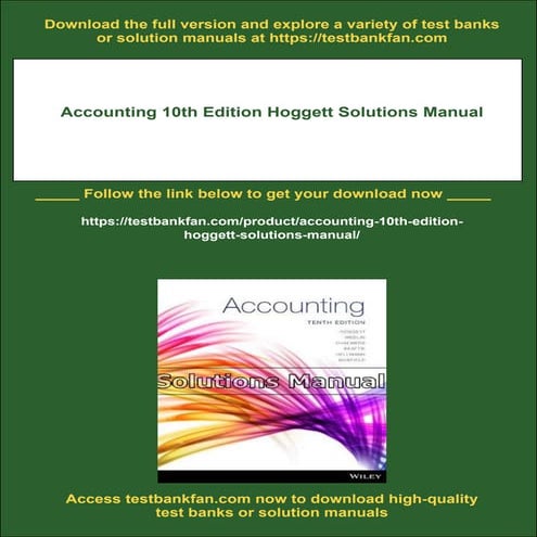 Accounting 10th Edition Hoggett Solutions Manual | PDF