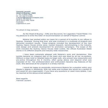 Letter of recommendation Mylene | PDF