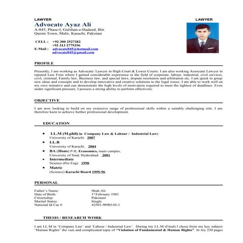 CV OF ADVOCATE AYAZ ALI | DOC