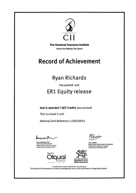 Richards R - CII CF6 Certificate - 28.03.14