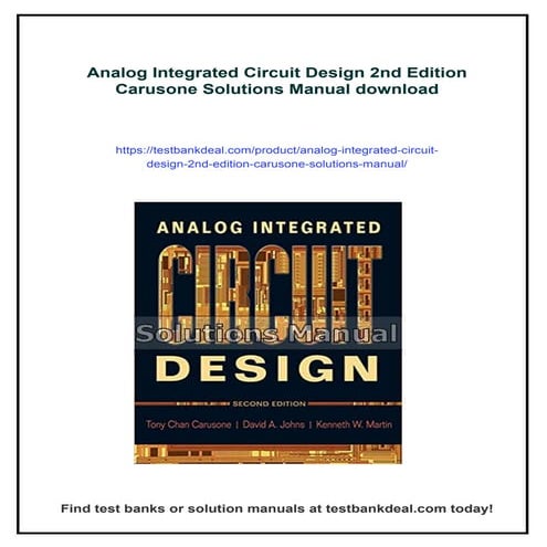 Analog Integrated Circuit Design 2nd Edition Carusone Solutions Manual | PDF