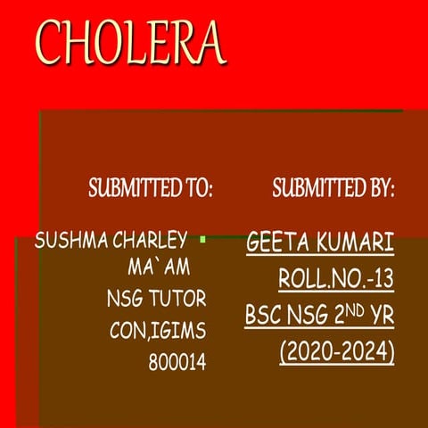 Cholera powerpoint presentation of community health nursing | PPT