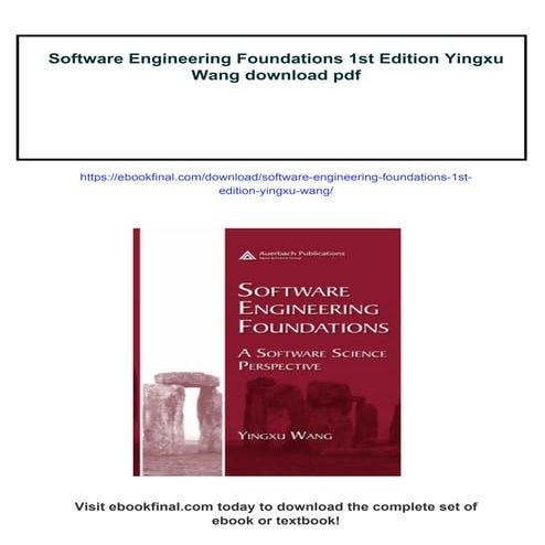 Software Engineering Foundations 1st Edition Yingxu Wang | PDF