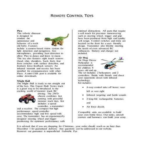 Remote Control | DOCX | Radio Control | Hobbies & Interests